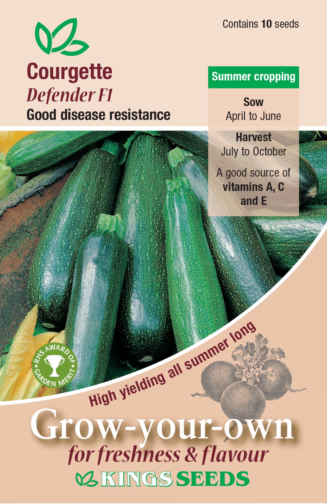 Kings Seeds Courgette Defender F1 Rhs Agm Seeds — Welland Valley Feeds Ltd