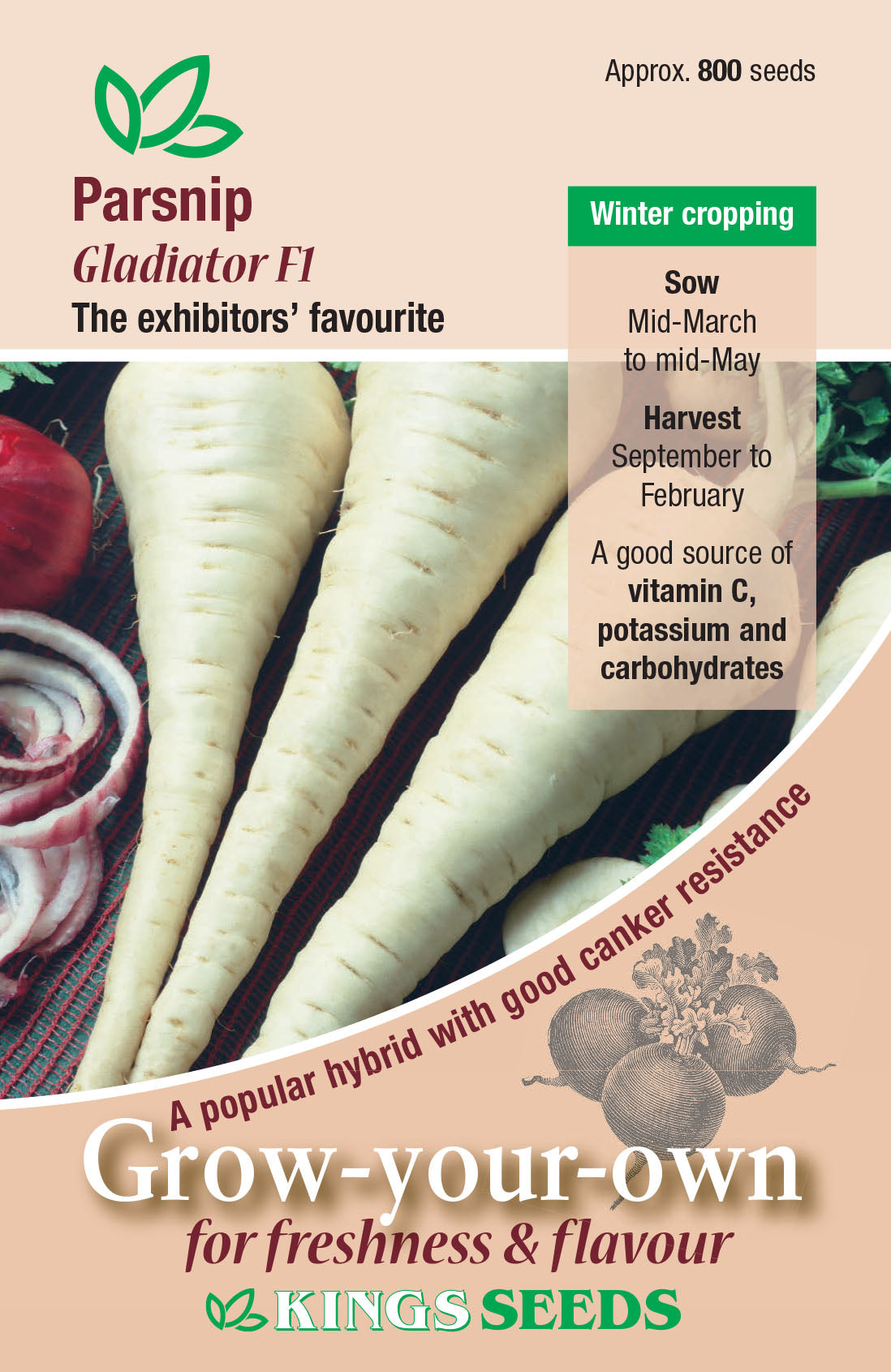 Kings Seeds Parsnip Gladiator Seeds — Welland Valley Feeds Ltd